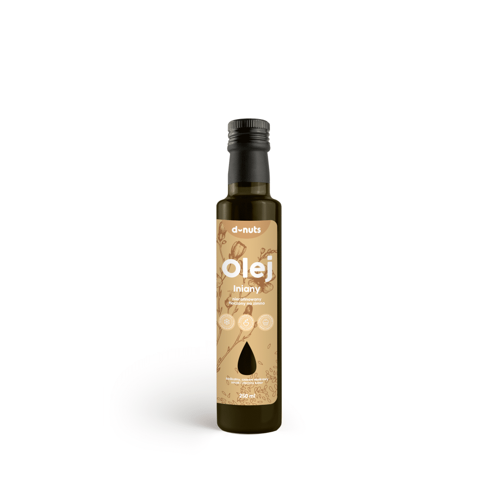 Olej Lniany nierafinowany 250 ml - d-nuts Olej Lniany nierafinowany 250 ml - d-nuts